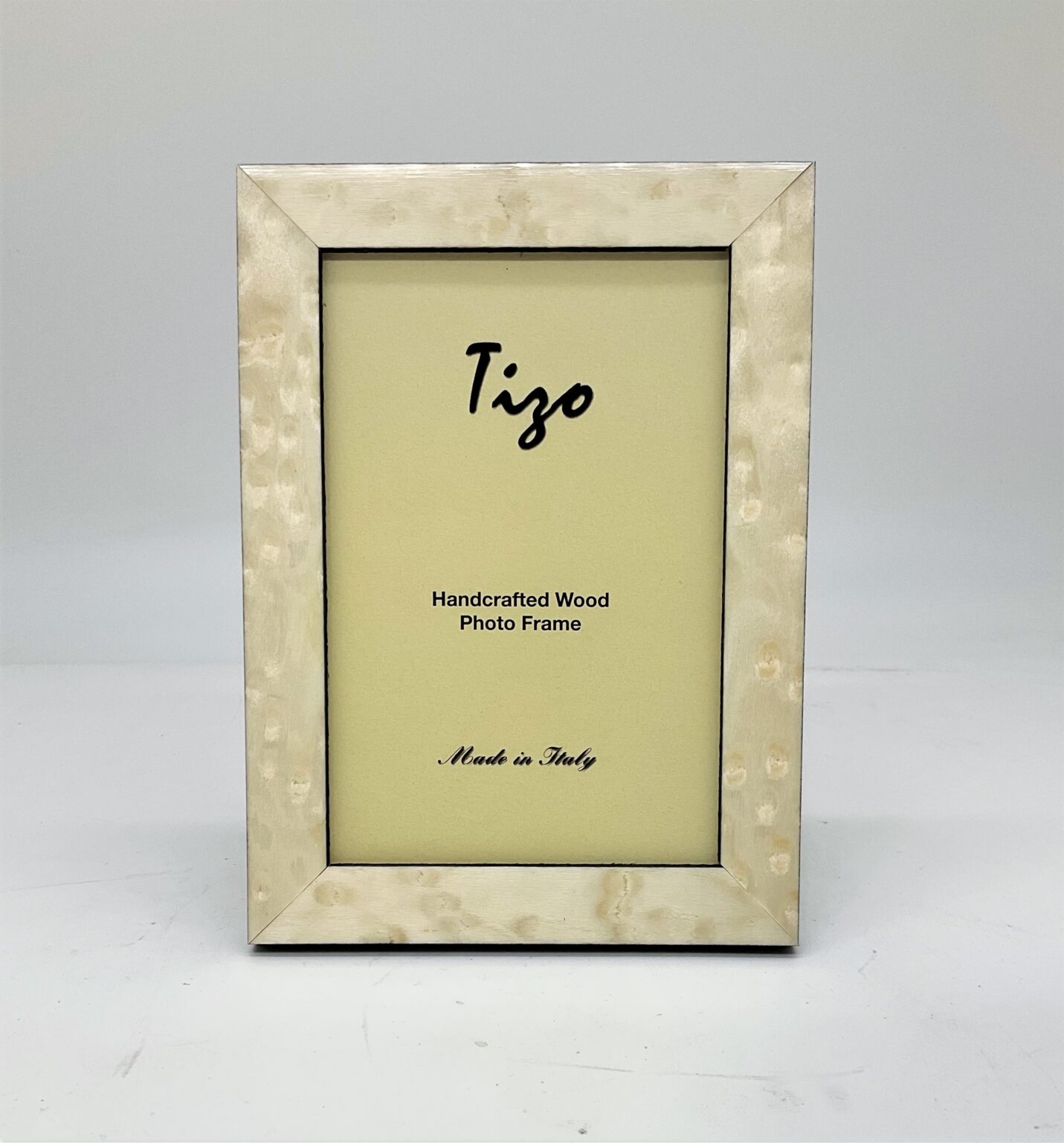 Narrow Burl Pattern Italian Wood Frame, White – 5 x 7 – Tizo Designs